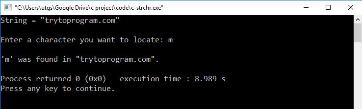 C String Library Function Strchr Example And Explanation