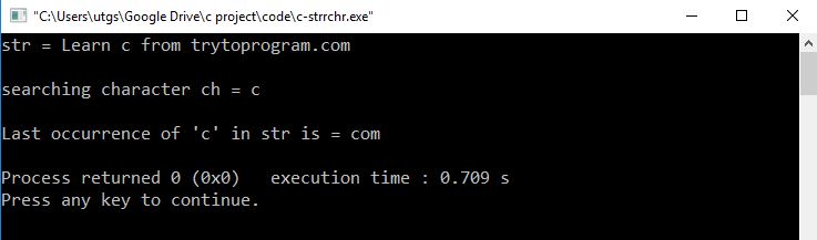 C String Library Function Strrchr Explanation And Example