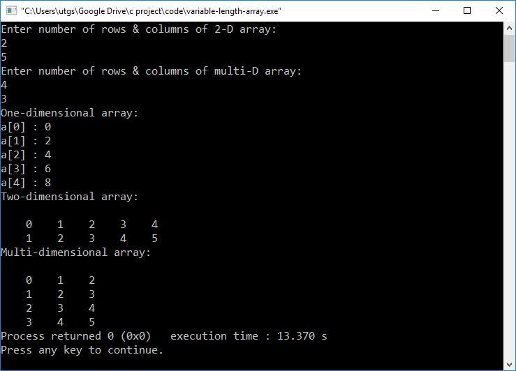 Variable Length Array In C Programming With Example Trytoprogram
