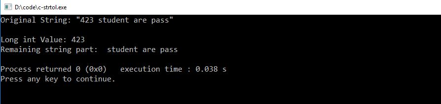 C Strtol String Conversion Function Example And Explanation