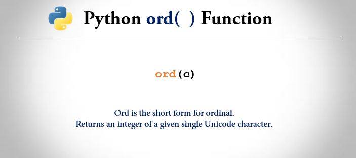Python Ord Built In Method Example And Explanation